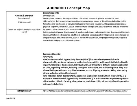 Adhdconceptmap Add Adhd Concept Map Concept And Exemplar 10 Points Total List The Concept