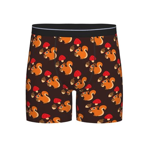 Mens Underwear Cartoon Cute Squirrel Mushroom Mens Underwear Boxer
