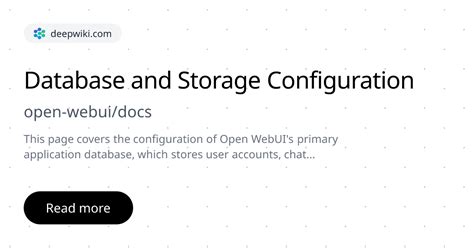 Database And Storage Configuration Open Webuidocs Deepwiki