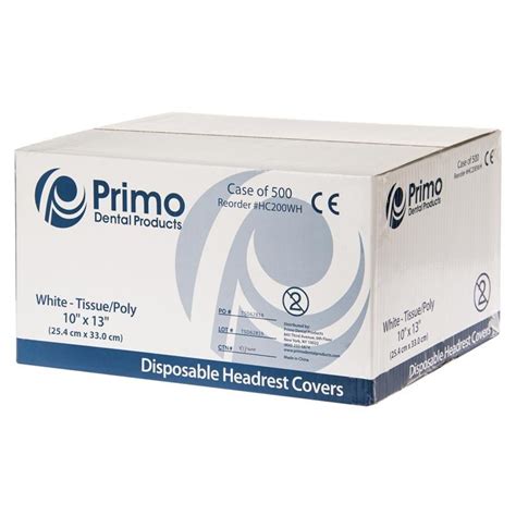 Primo Headrest Covers Paper Tissue Poly 10 X13 White 500 Tristate Dental