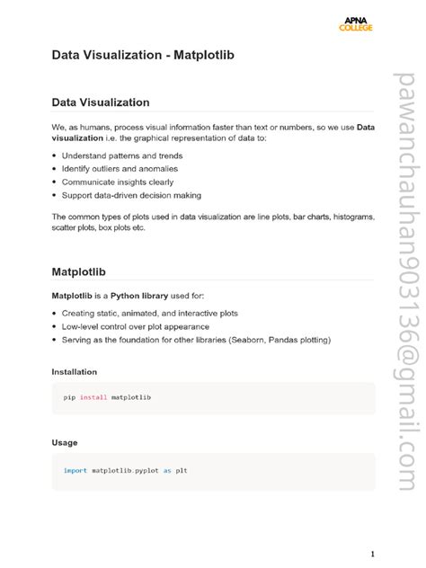 Matplotlib Lecture Notes Pdf
