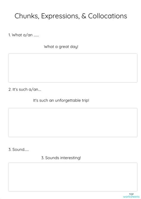 Chunks Expressions And Collocations Year 4 Interactive Worksheet Topworksheets