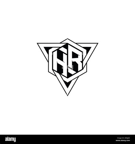 Hr Letter Logo Monogram Hexagon Shape With Triangle Geometric Outline Sharp Modern Style Design