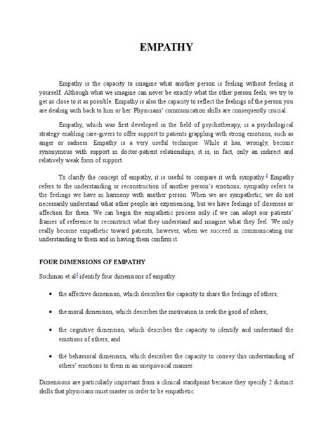 Empathy Four Dimensions Of Empathy Pdf Empathy Emotions