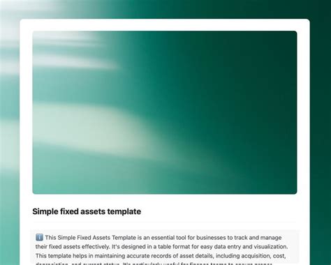 Simple Fixed Asset Template Free Craft Template