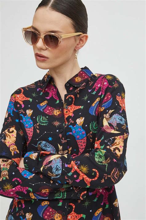 Košile Dámská Z Kolekce Den Koček Se Vzorem černá Barva Barva černá Medicine