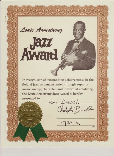 Hatobeus Tom Wiswell Wins The Louis Armstrong Jazz Award At Chhs