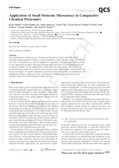 Pdf Application Of Small Molecule Microarrays In Comparative Chemical