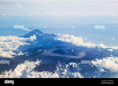 Aerial Photo Of Active Volcano Bromo And Semeru In Bromo Tengger Semeru National Park Largest