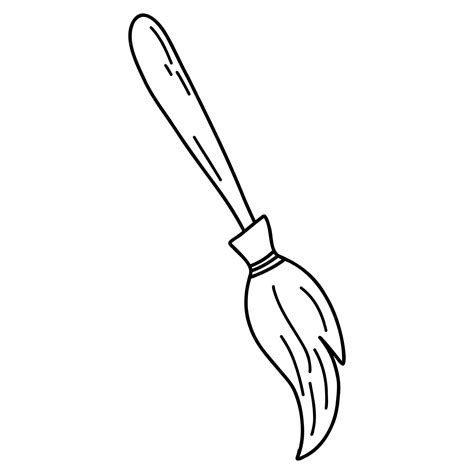 Doodle Desenhado à Mão Vassoura De Bruxas Esboço Dos Desenhos Animados