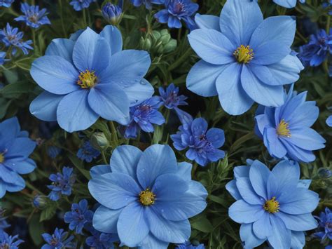 A Vibrant Display Of Blue Flowers In Bloom Showcasing Natures Beauty