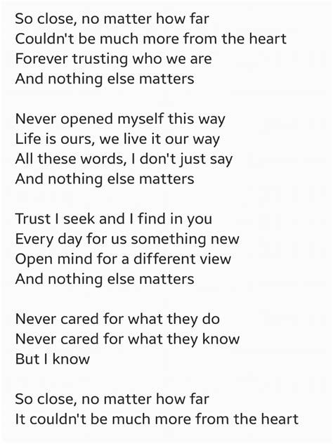 Nothing Else Matters Lyrics Pdf