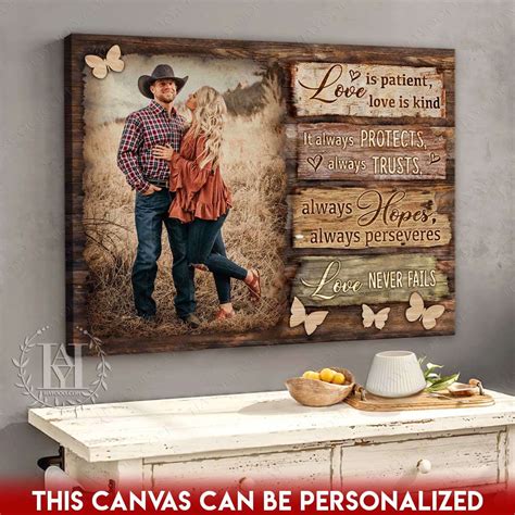 Hayooo Personalized Couple Canvas Love Never Fails Wall Art For