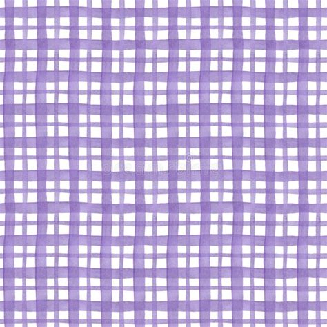 Seamless Violet Checkered Background Watercolor Hand Drawn Pattern For