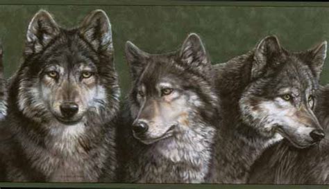 Green Wolf Wallpaper Border