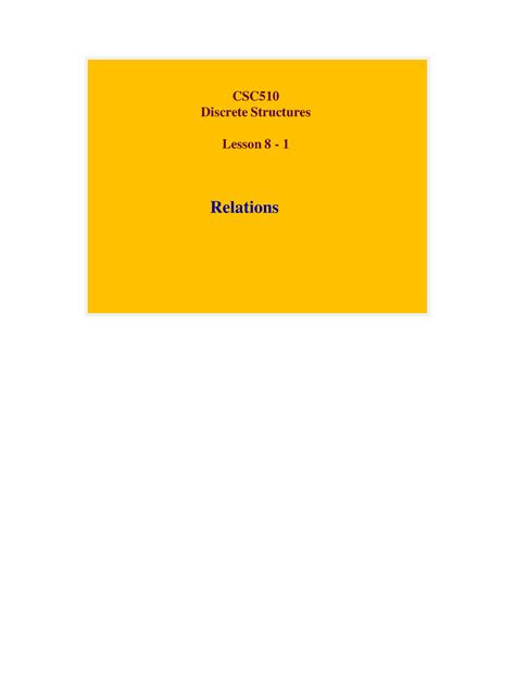 Lesson 8 1 Relation Csc Discrete Structures Lesson 8 1 Relations Cartesian Product
