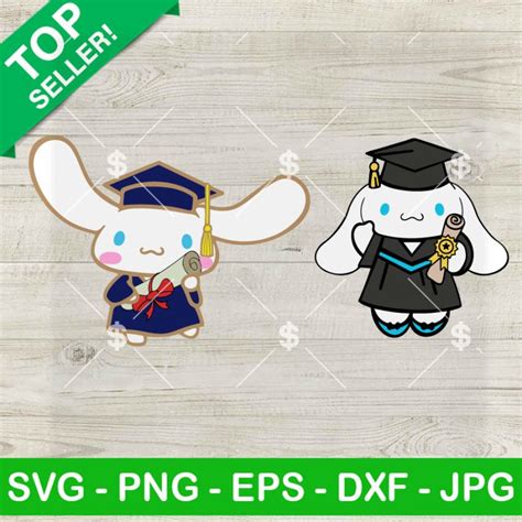 Cinnamoroll Graduation Cap Svg Bundle Cinnamoroll Senior Svg Last Day