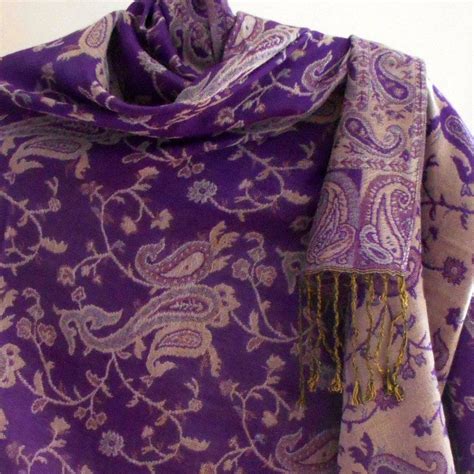 Purple Paisley Pashmina Reversible Shawl Scarves For Women Festival Head Wraps Pashmina Shawl