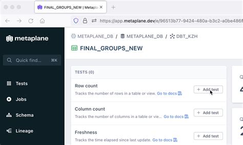 add tests on table and column pages metaplane