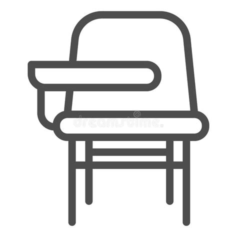 带有椅子线图标学校概念家具的学校桌面，供学生在白色背景台和椅子图标上签名 向量例证 插画 包括有 了解 家具 203753729