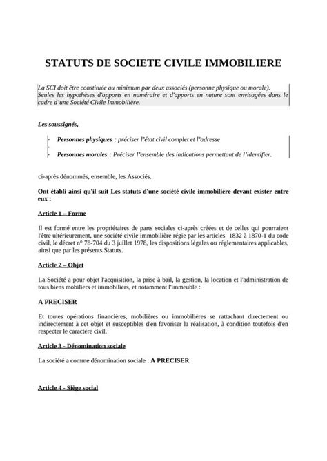 Statuts Sci Modèle Gratuit à Télécharger Mis à Jour Pour 2023
