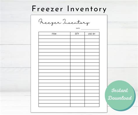 Printable Freezer Inventory Kitchen Inventory Inventory Tracker