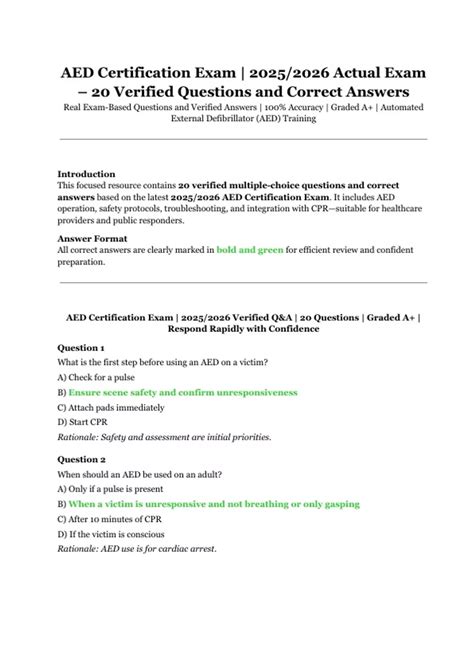 Aed Certification Exam 20252026 Actual Exam 20 Verified Questions