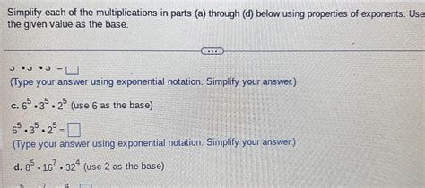 Answered Simplify Each Of The Multiplications In Parts A Through D