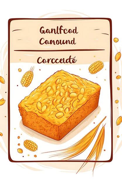Premium Ai Image Design Of Cornbread Menu Warm Golden Brown Color With Corn Illustrat Flat 2d