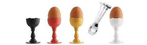 Alessi Dressed Egg Cup In Thermoplastic Resin And Spoon With Soft Boiled Egg Opener