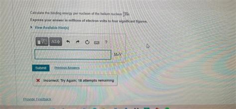 Solved Part D Calculate The Mass Defect Of The Helium