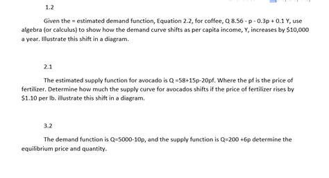 Solved 12 Given The Estimated Demand Function Equation