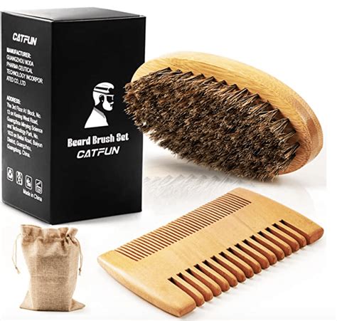 Beard Comb And Beard Brush Set For Men Natural Boar Bristle Brush Dual