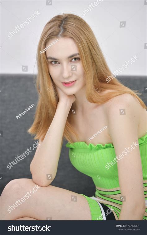 Sexy White Woman Green Top Dress Stock Photo Shutterstock