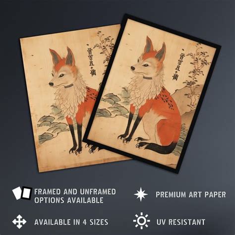 Wall Art And Pictures Wall Art Print Edo Period Kitsune Red Fox