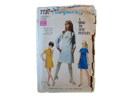 Simplicity Vintage Pattern 7737 Mini Dress 1968 Etsy
