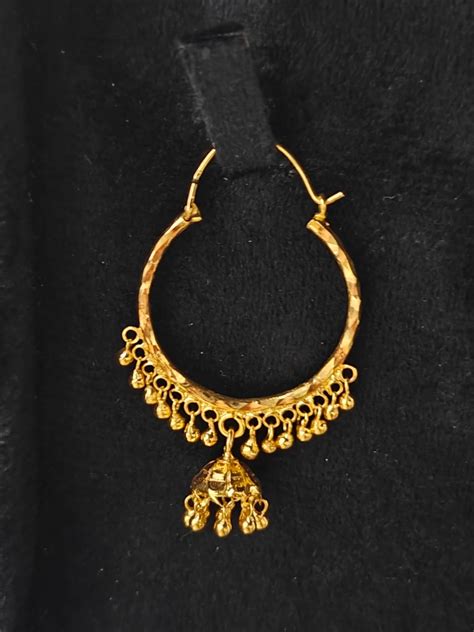22k Solid Gold Jhumki Bali Earrings 45g Traditional Indian