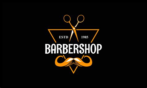 Vintage Barber Shop Graphic Design Logo With Scissors And Mustaches