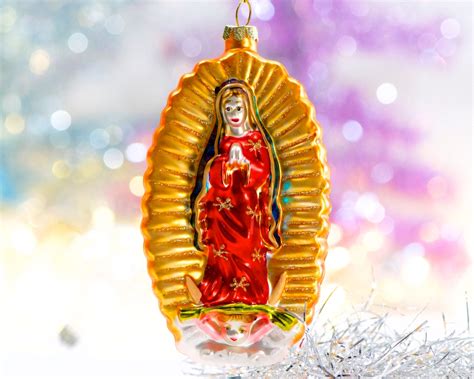 Vintage 5 Virgin Mary Glass Ornaments Madonna Christmas Ornament