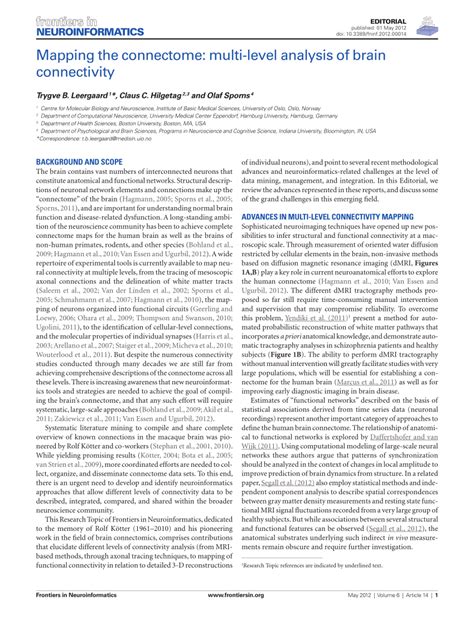 Pdf Mapping The Connectome Multi Level Analysis Of Brain Connectivity