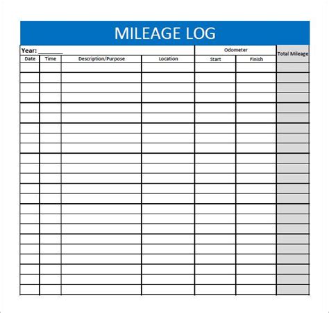 8 Best Printable Mileage Sheet Template Artofit