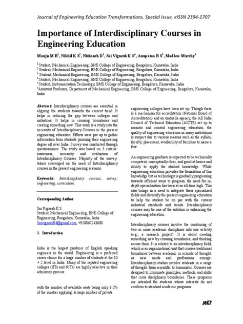 Interdisciplinary Courses Pdf Interdisciplinarity Engineering