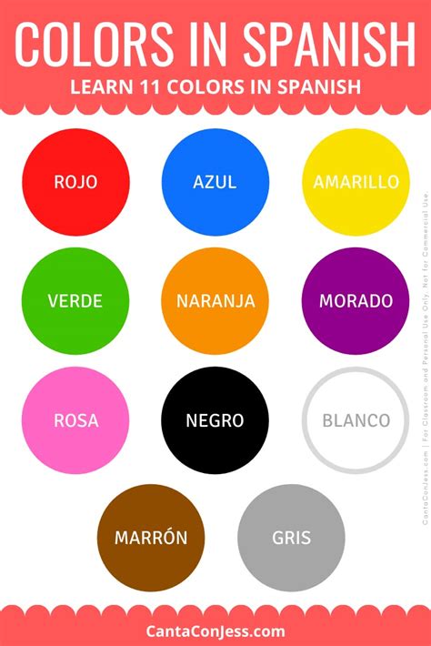 11 Basic Colors In Spanish Free Printable Spanish Lesson Spanish