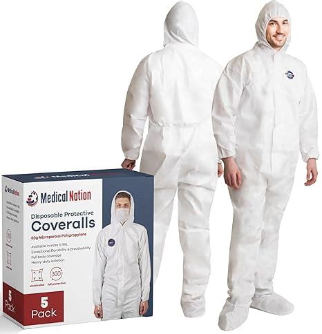Medical Nation Disposable Hazmat Suit With Hood And Boots Xl Heavy Duty Breathable And Water