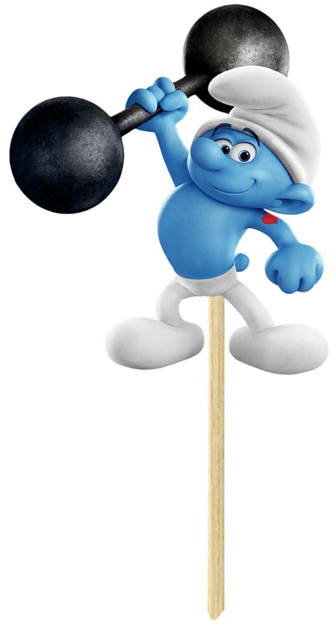 Topper Na Tort Na Urodziny Bajka Film Smerfy Smurfy OsiŁek Z SztangĄ • Cena Opinie • Toppery