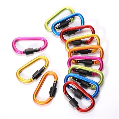 D Shape Aluminum Keychain Carabiner Clip With Screw Lock D Shape