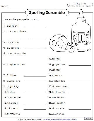 Spelling Worksheet 6th Grade