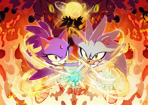 Blaze The Cat Silver The Hedgehog And Iblis Sonic And 1 More Drawn