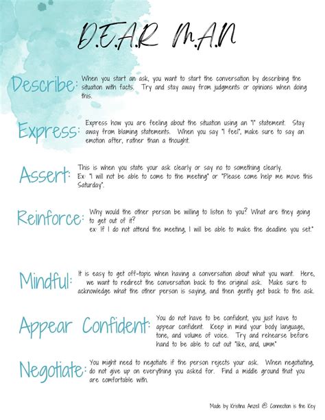 Dear Man Worksheet Etsy