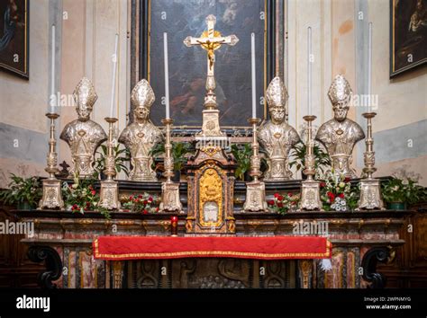 The Altar With Silver Saints Busts Inside Chiesa Di San Bernardino
